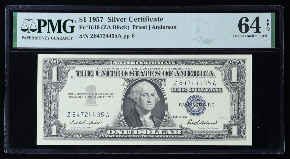 1957 $1 One Dollar Silver Certificate Bank Note (PMG CU 64) | Pristine ...