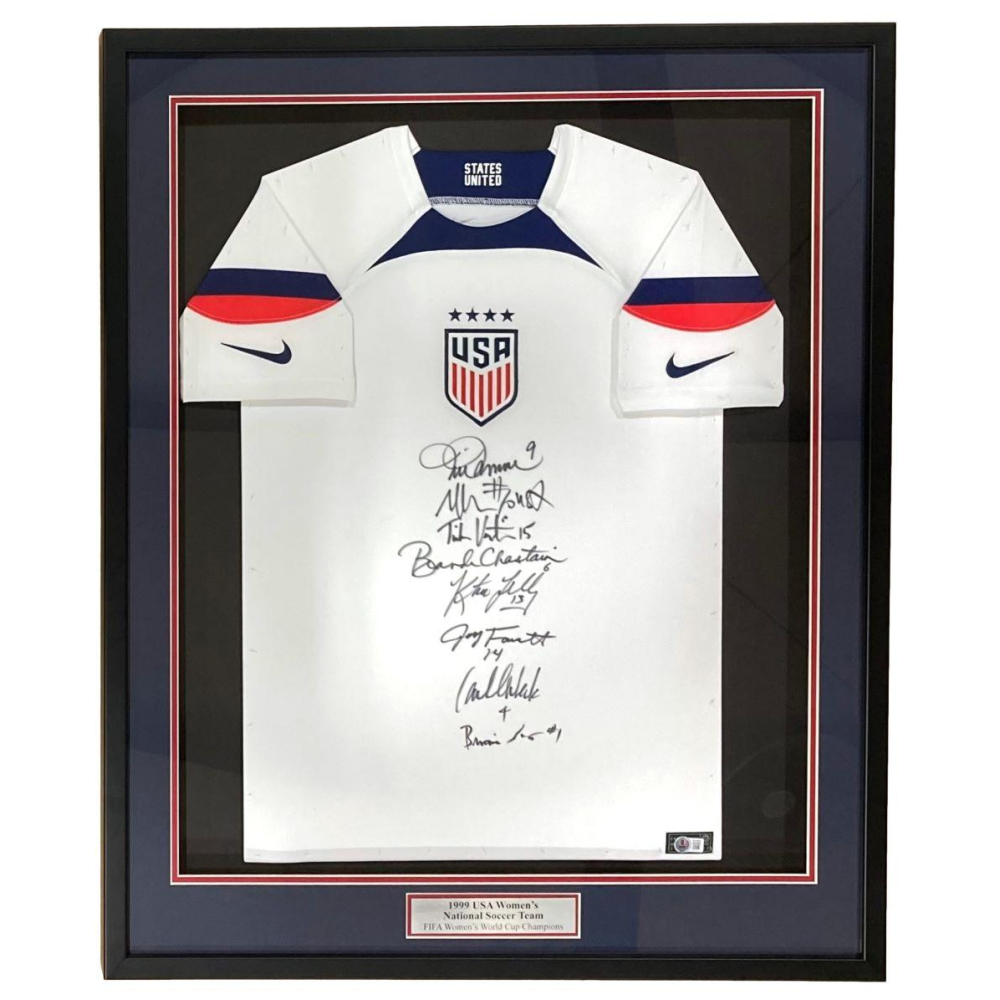 1999 Team USA Custom Framed Jersey Signed By (8) with Mia Hamm ...
