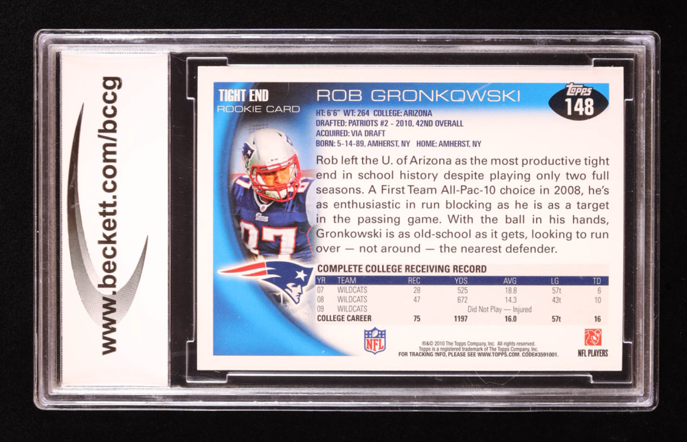 Rob Gronkowski 2010 Topps #148A RC (BCCG 9) | Pristine Auction