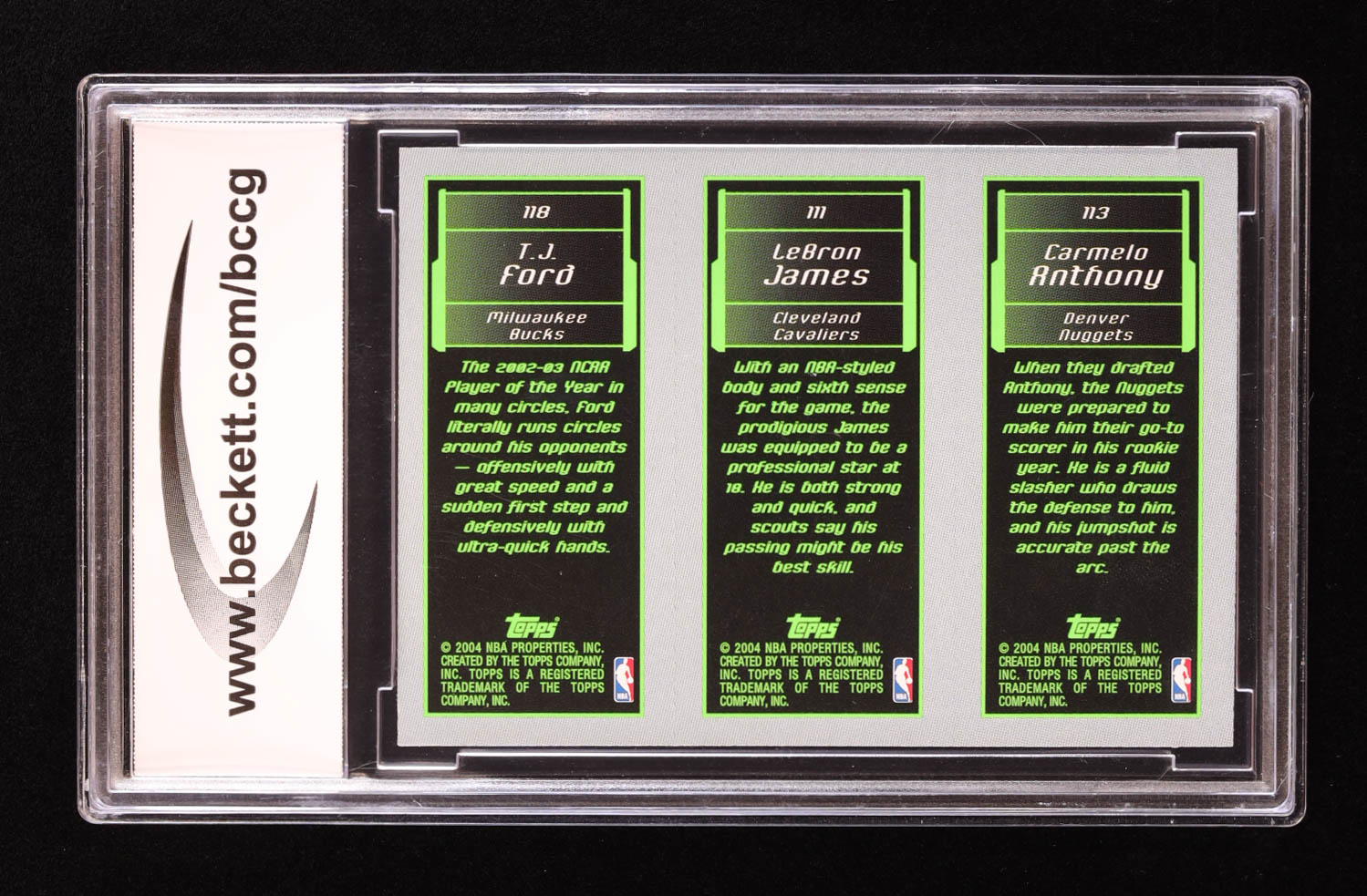 Carmelo Anthony / LeBron James / T.J. Ford 2003-04 Topps Rookie Matrix ...