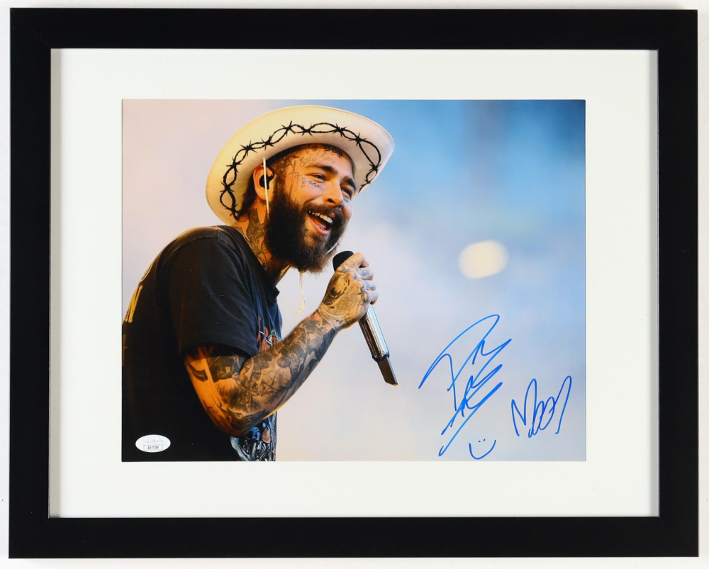 Post Malone Signed Custom Framed Photo Display With Hand-Drawn Smile ...