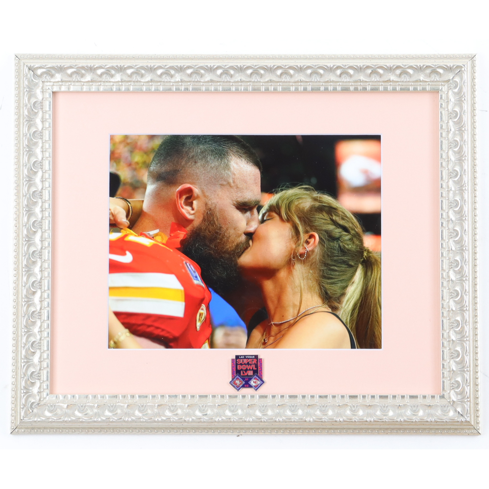 Travis Kelce & Taylor Swift Chiefs Custom Framed Photo with Official ...