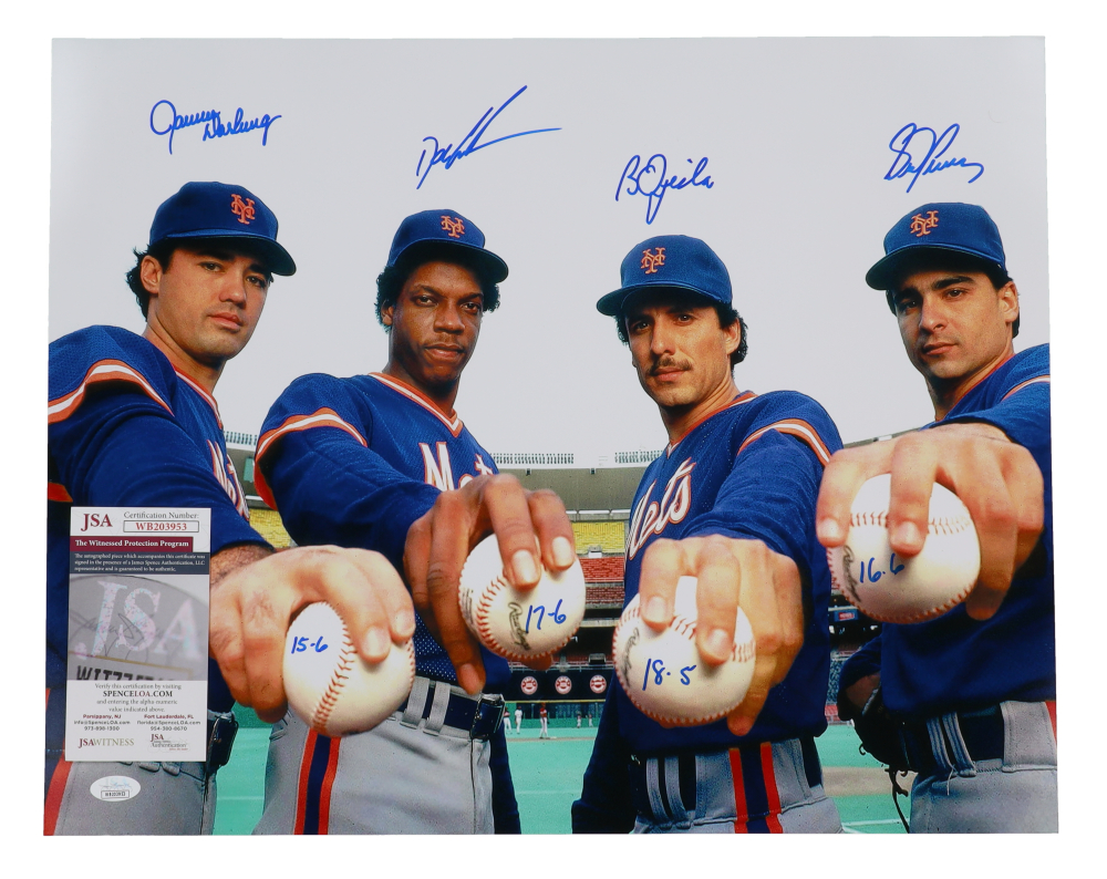 Mets 16x20 Photo Signed by (4) with Ron Darling, Doc Gooden, Sid ...