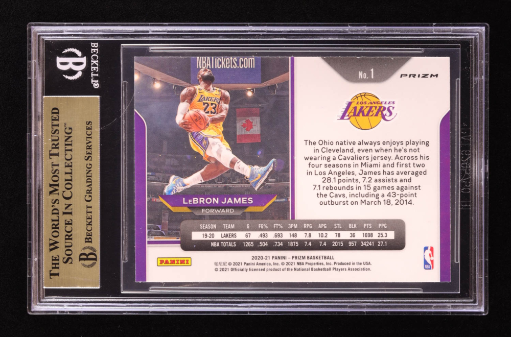 LeBron James 2020-21 Panini Prizm Prizms Blue Wave #1 (BGS 9.5 ...