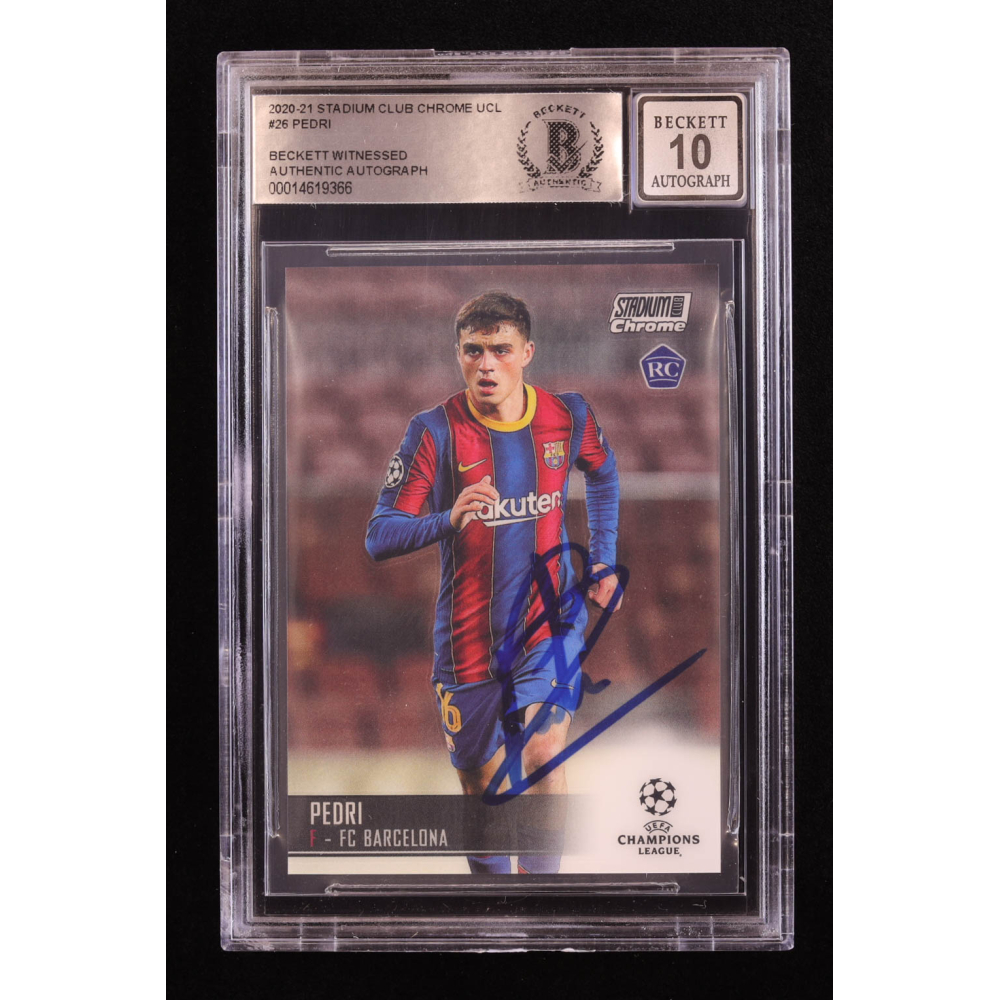 Pedri Signed 2020-21 Stadium Club Chrome UCL #26 RC (BGS | Autograph ...