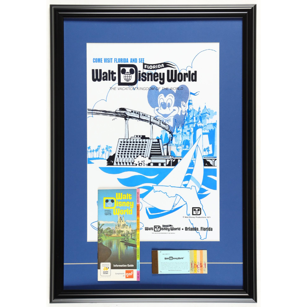 Walt Disney World Custom Framed Print Display with Vintage Guide Book ...