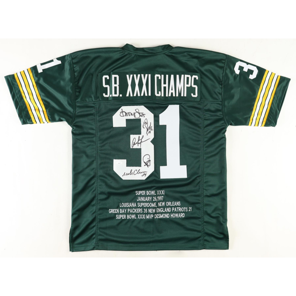 "S.B. XXXI Champs" Highlight Stat Jersey Signed By (5) Dorsey Levens, Don Beebe, Antonio Freeman ...