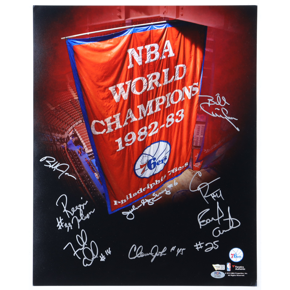 1982-83 Philadelphia 76ers Team 16x20 Photo Signed By (8) With Julius ...