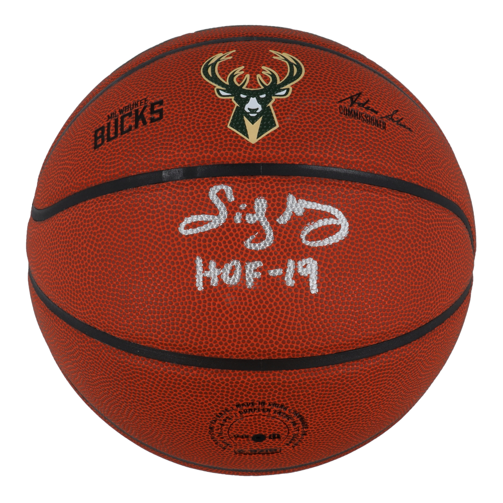 Sidney Moncrief Signed Bucks Logo NBA Basketball Inscribed "HOF 19 ...