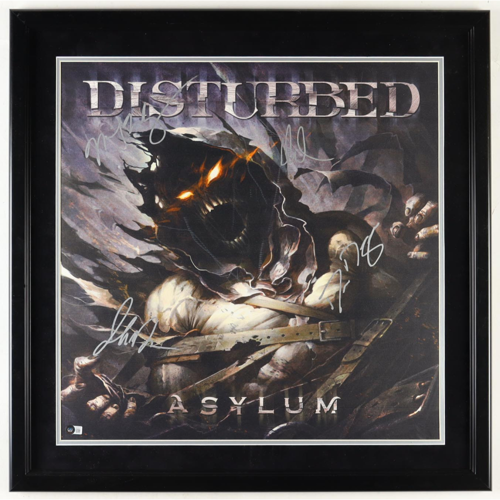 "Disturbed - Asylum" Custom Framed Cover Art Display Band-Signed By (4) With Dan Donegan, Mike ...