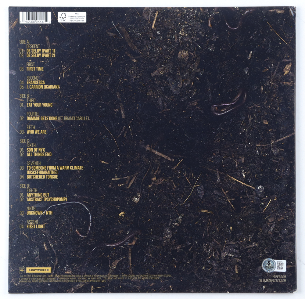 Hozier Signed "Unreal Unearth" Vinyl Record Album Cover (Beckett ...