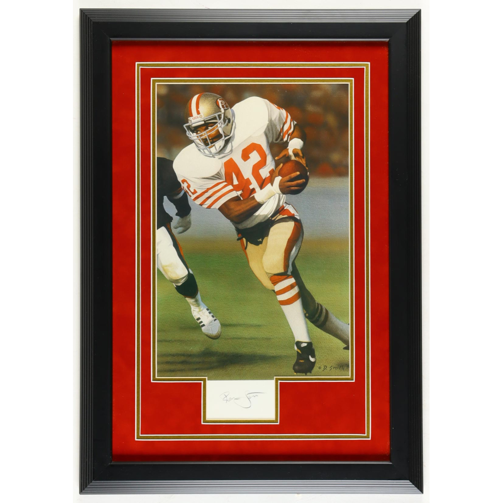 Ronnie Lott Signed Custom Framed Cut Display With Lithograph Art Print (Beckett) | Pristine Auction