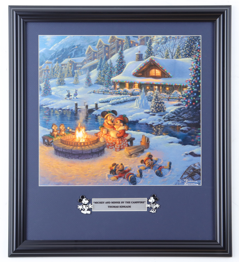 Thomas Kinkade "Mickey & Minnie At The Campfire" Custom Framed Print ...