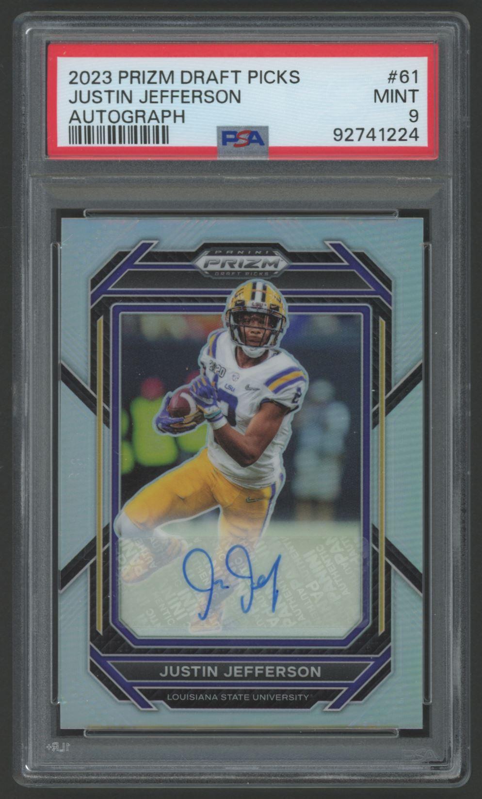 Justin Jefferson 2023 Prizm Draft Picks Autograph #61 (PSA 9 ...