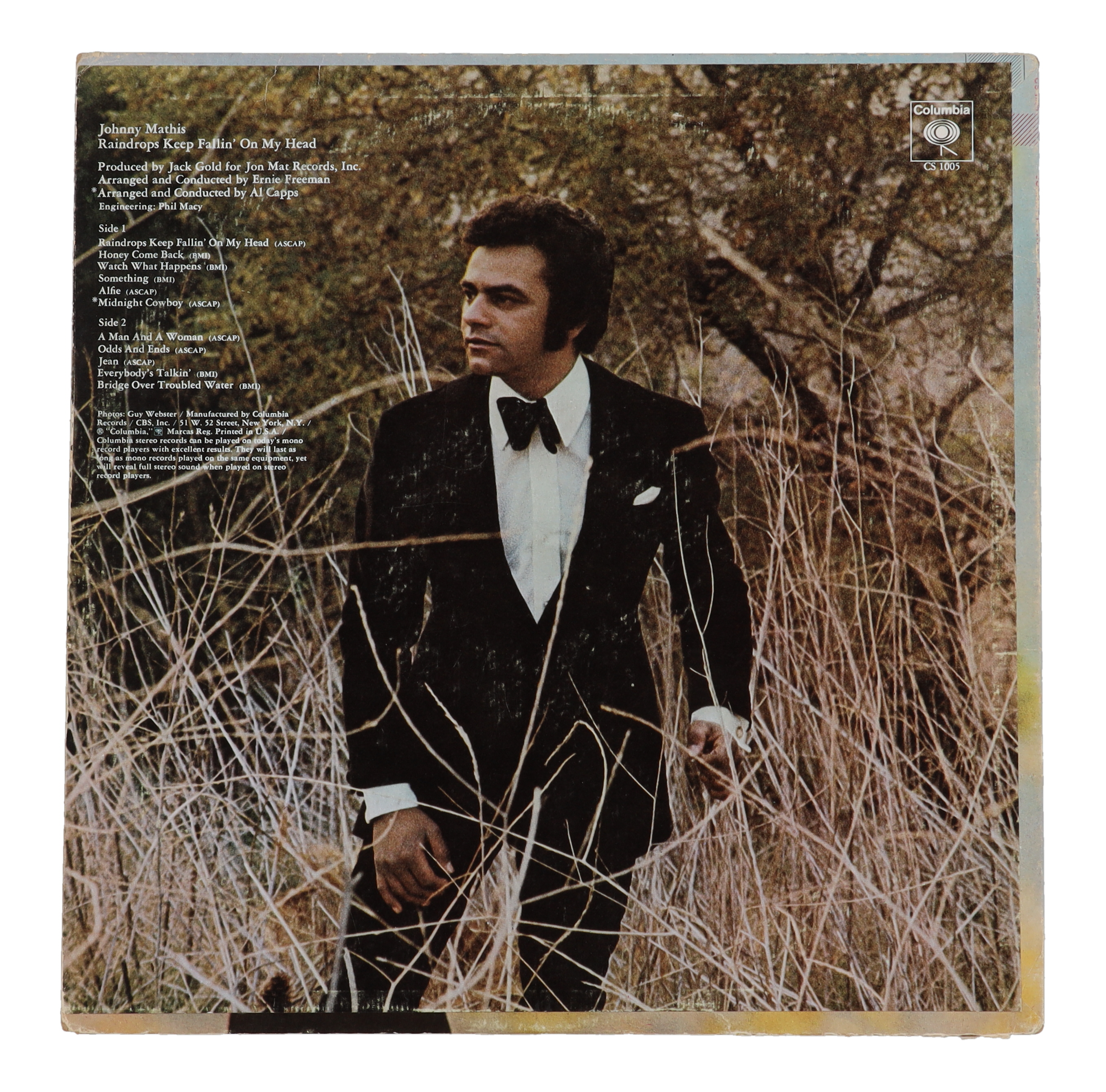 Johnny Mathis Signed "Raindrops Keep Fallin' On My Head" Vinyl Record ...