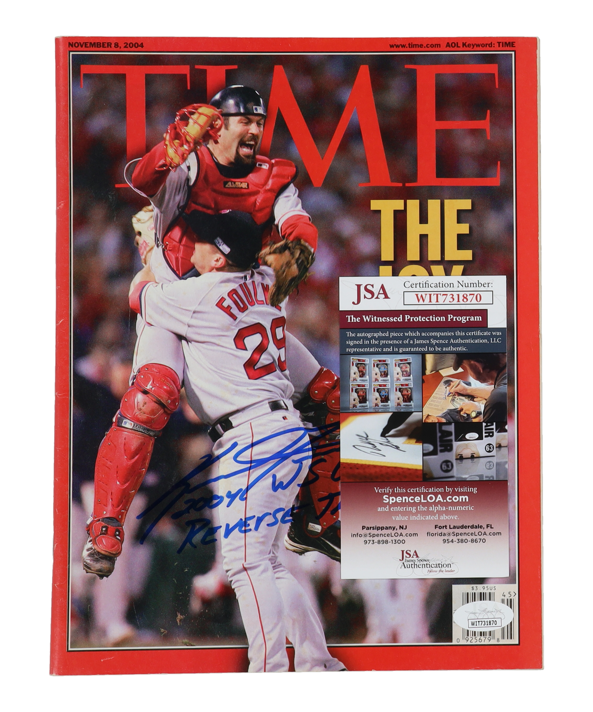 Keith Foulke & Jason Varitek Signed 2004 Time Magazine Inscribed "2004 ...