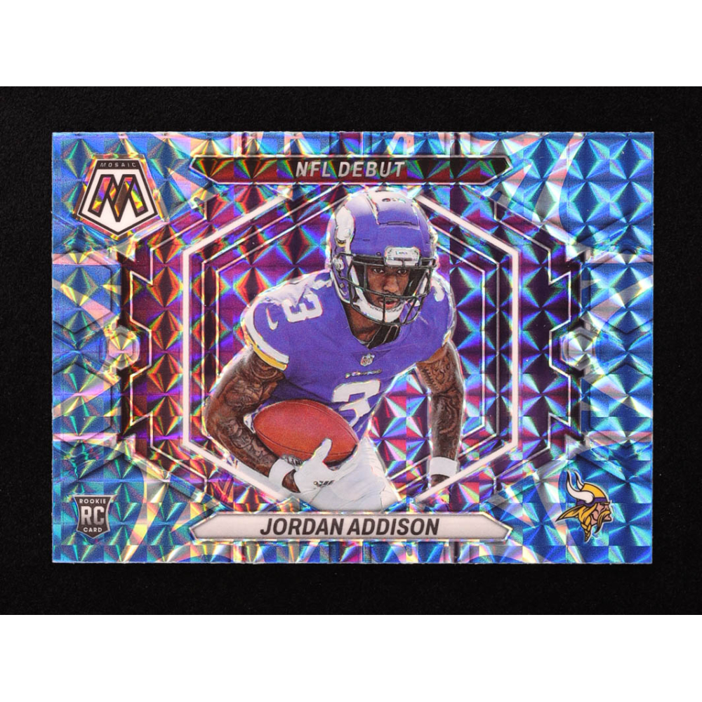 Jordan Addison 2023 Panini Mosaic NFL Debut Mosaic Reactive Blue #14 RC ...