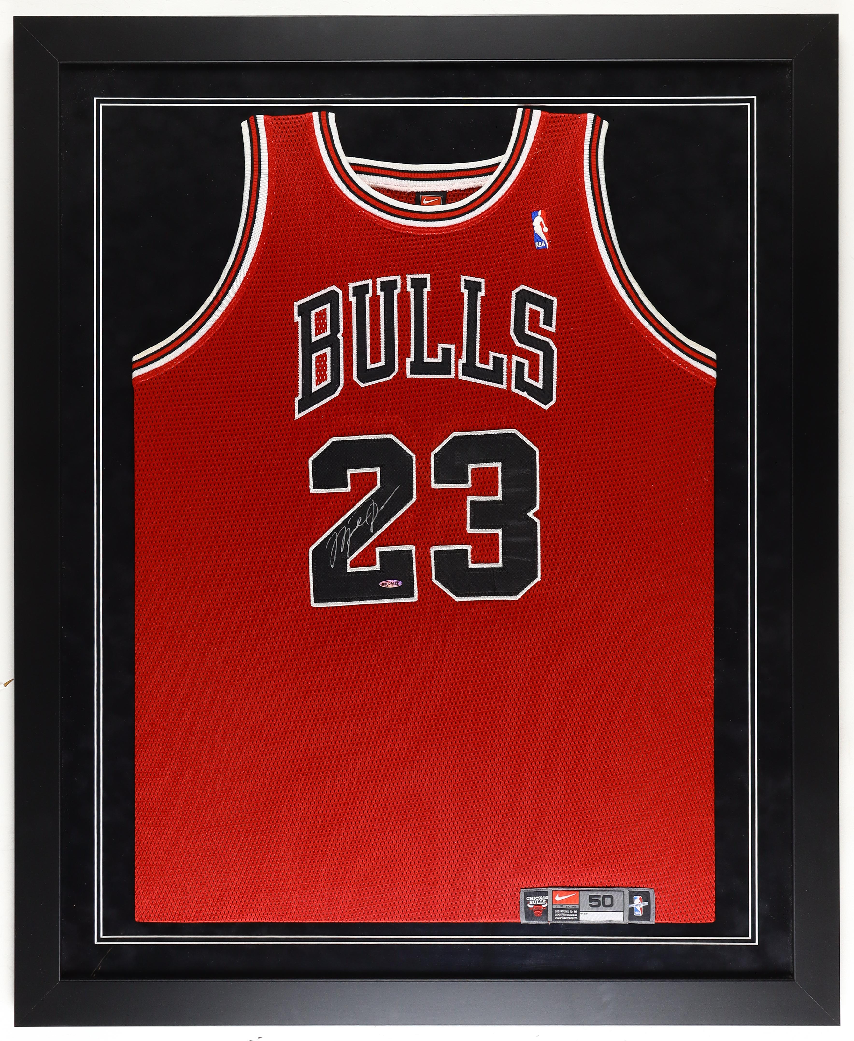 Michael Jordan Signed Custom Framed Bulls Jersey (UDA) | Pristine Auction