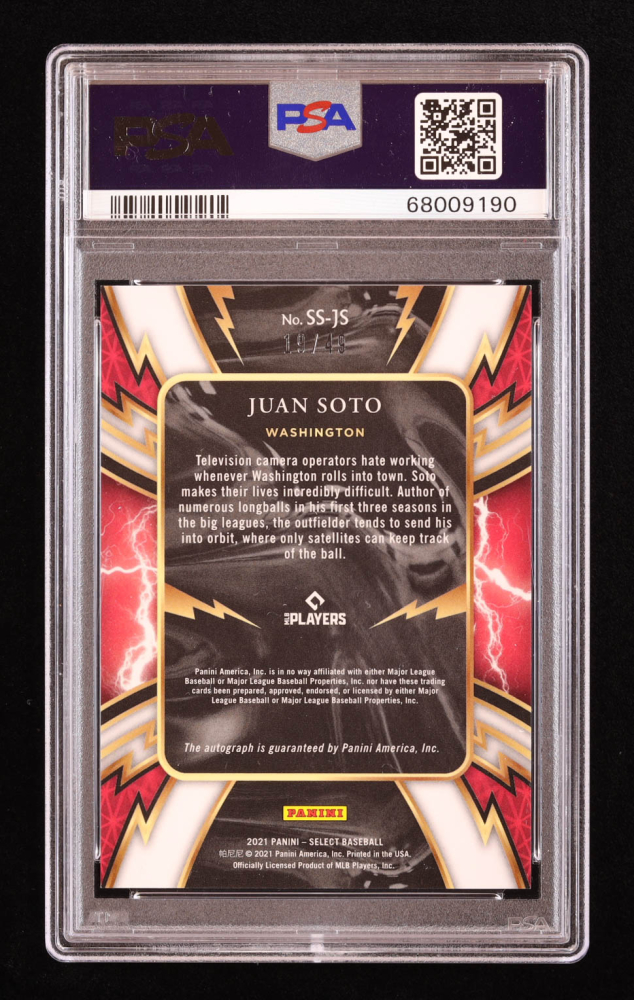 Juan Soto 2021 Select Sparks Signatures #SSJS #19/49 (PSA 8 | Autograph ...