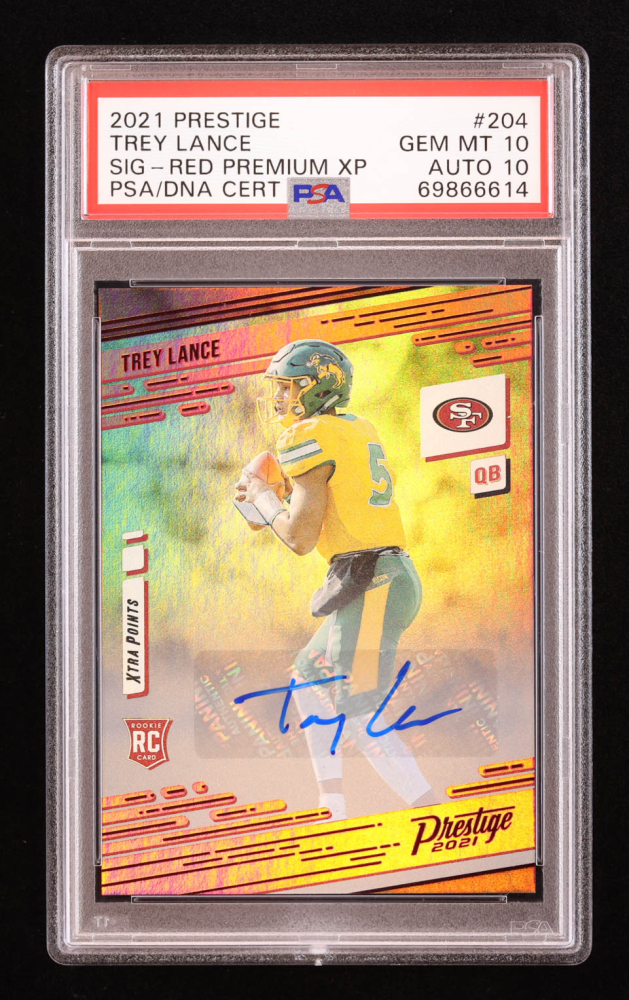 Trey Lance 2021 Prestige Xtra Points Signatures Red Premium #204 RC ...
