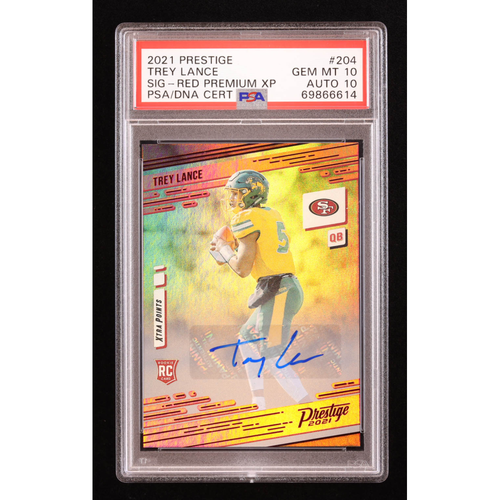 Trey Lance 2021 Prestige Xtra Points Signatures Red Premium #204 RC ...