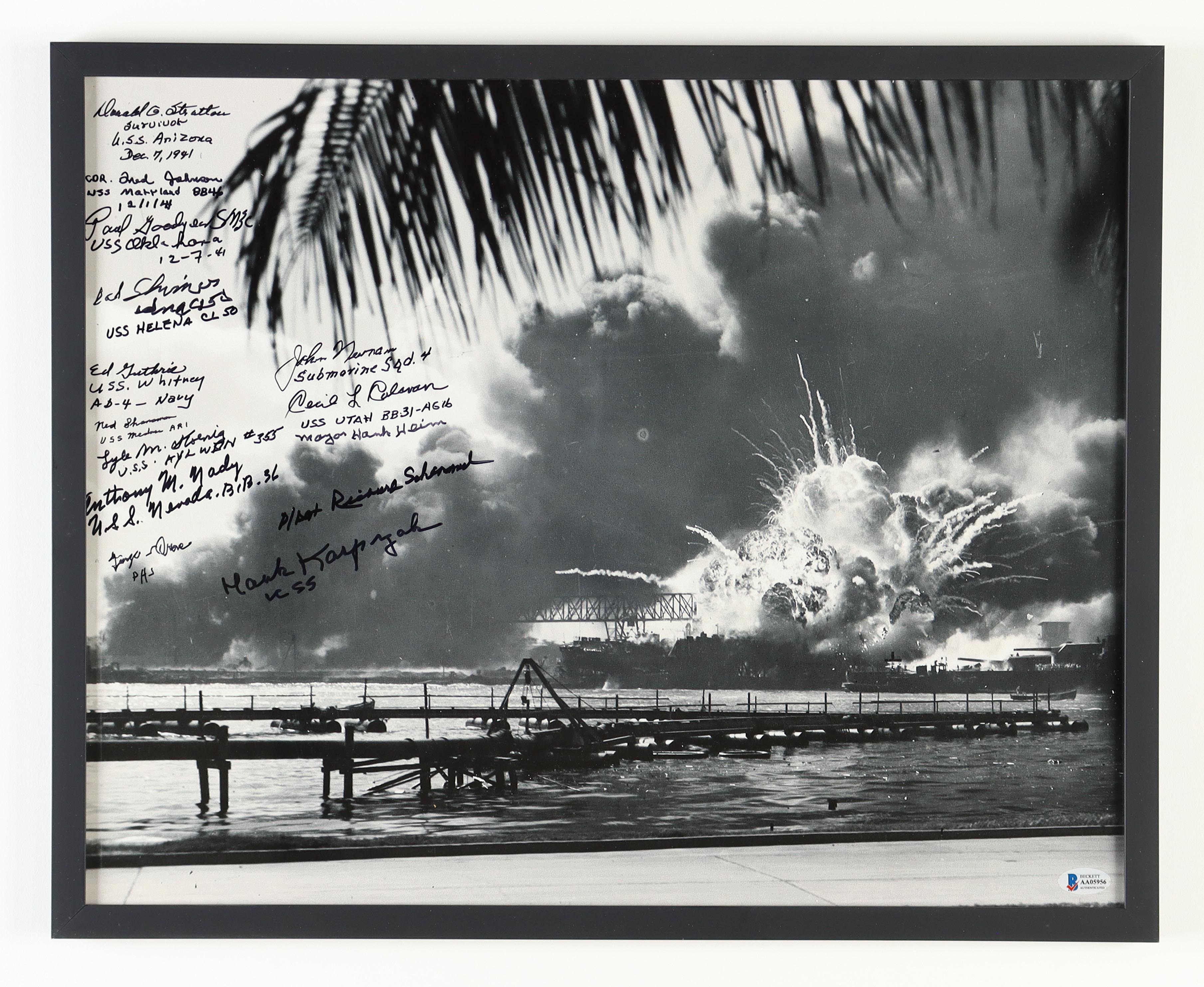 Pearl Harbor Survivors Custom Framed Photo Signed By (14) With Henry ...