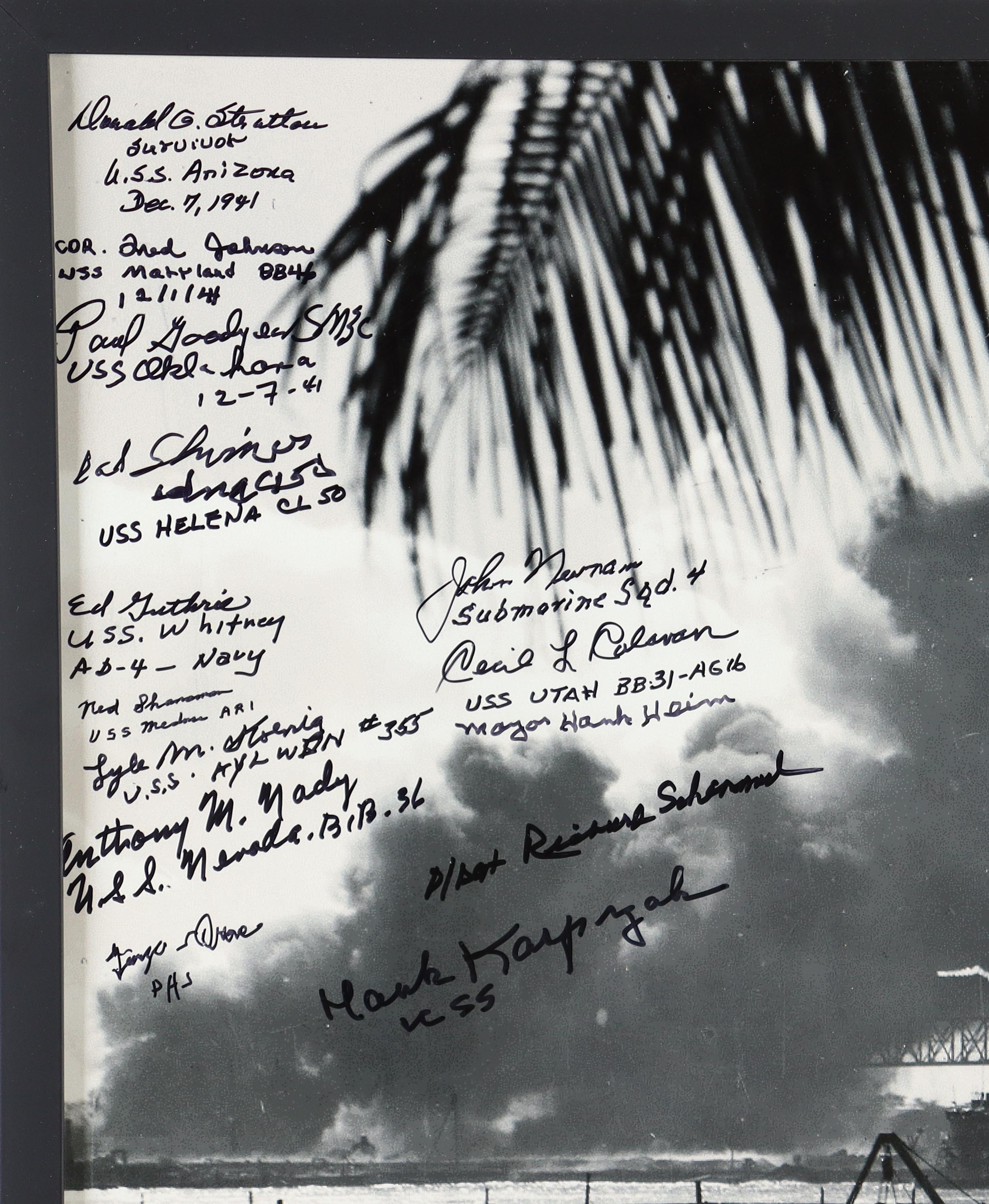 Pearl Harbor Survivors Custom Framed Photo Signed By (14) With Henry ...