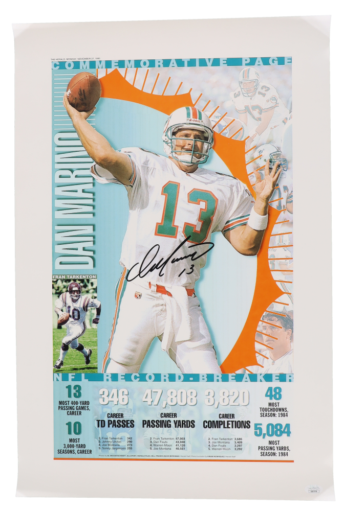 Dan Marino Signed Dolphins Commemorative Stat 17x26 Poster (JSA ...