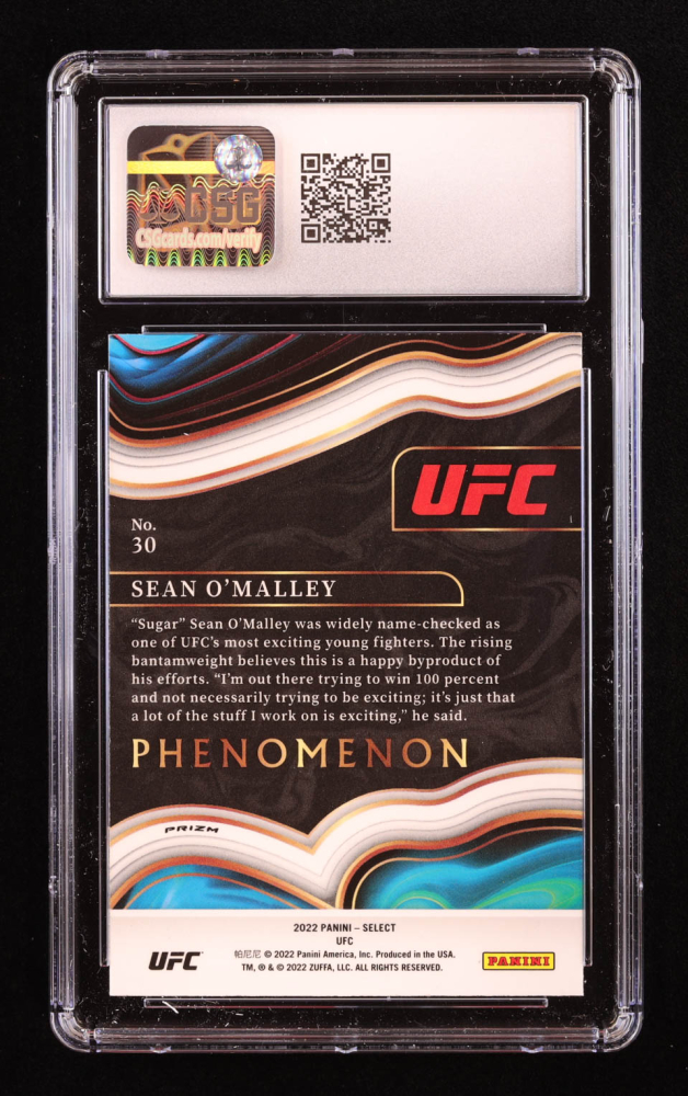 Sean O'Malley 2022 Select UFC Phenomenon Prizms Flash #30 (CGC 10 ...