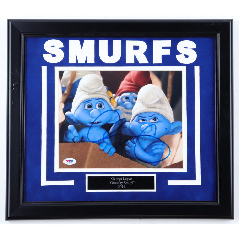 George Lopez Signed "The Smurfs" Custom Framed Photo Display (PSA ...