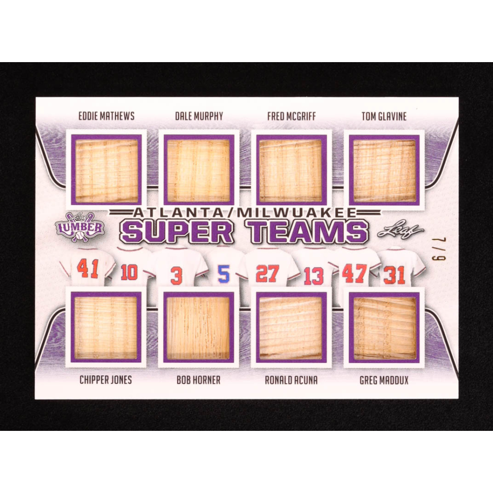 2021 Leaf Lumber Super Teams Purple #ST11 #7/9 Eddie Mathews / Dale ...