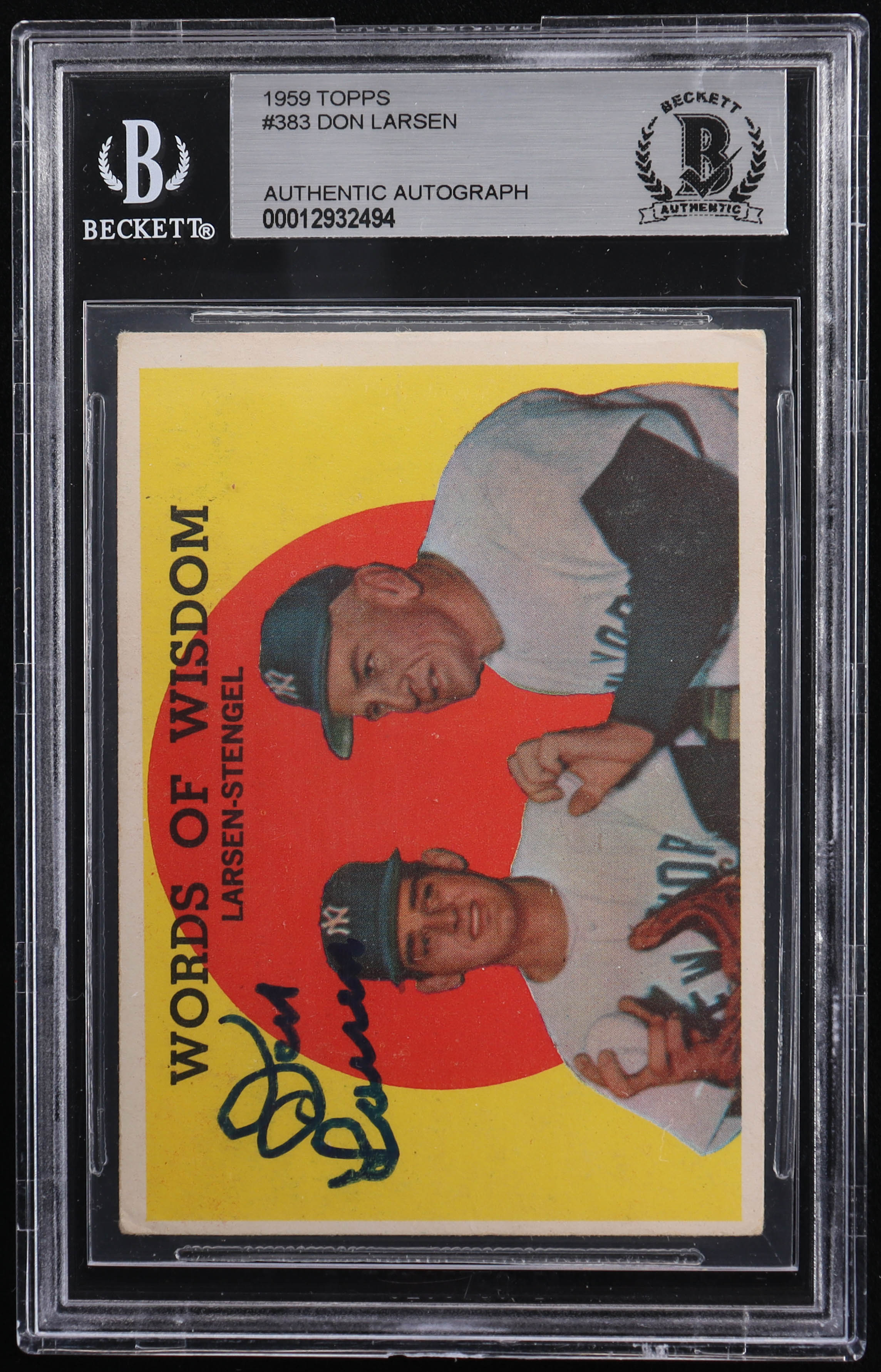 Don Larsen Signed 1959 Topps #383 Don Larsen / Casey Stengel (BGS ...