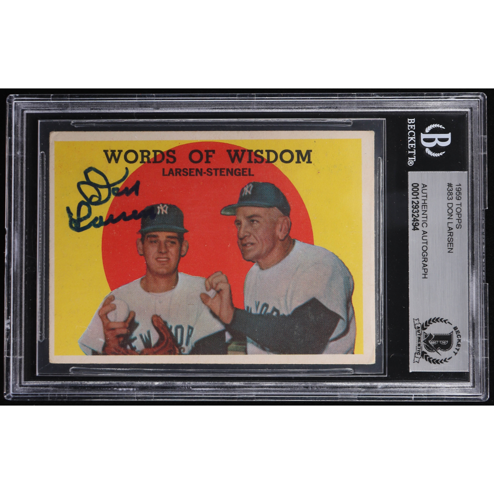 Don Larsen Signed 1959 Topps #383 Don Larsen / Casey Stengel (BGS ...