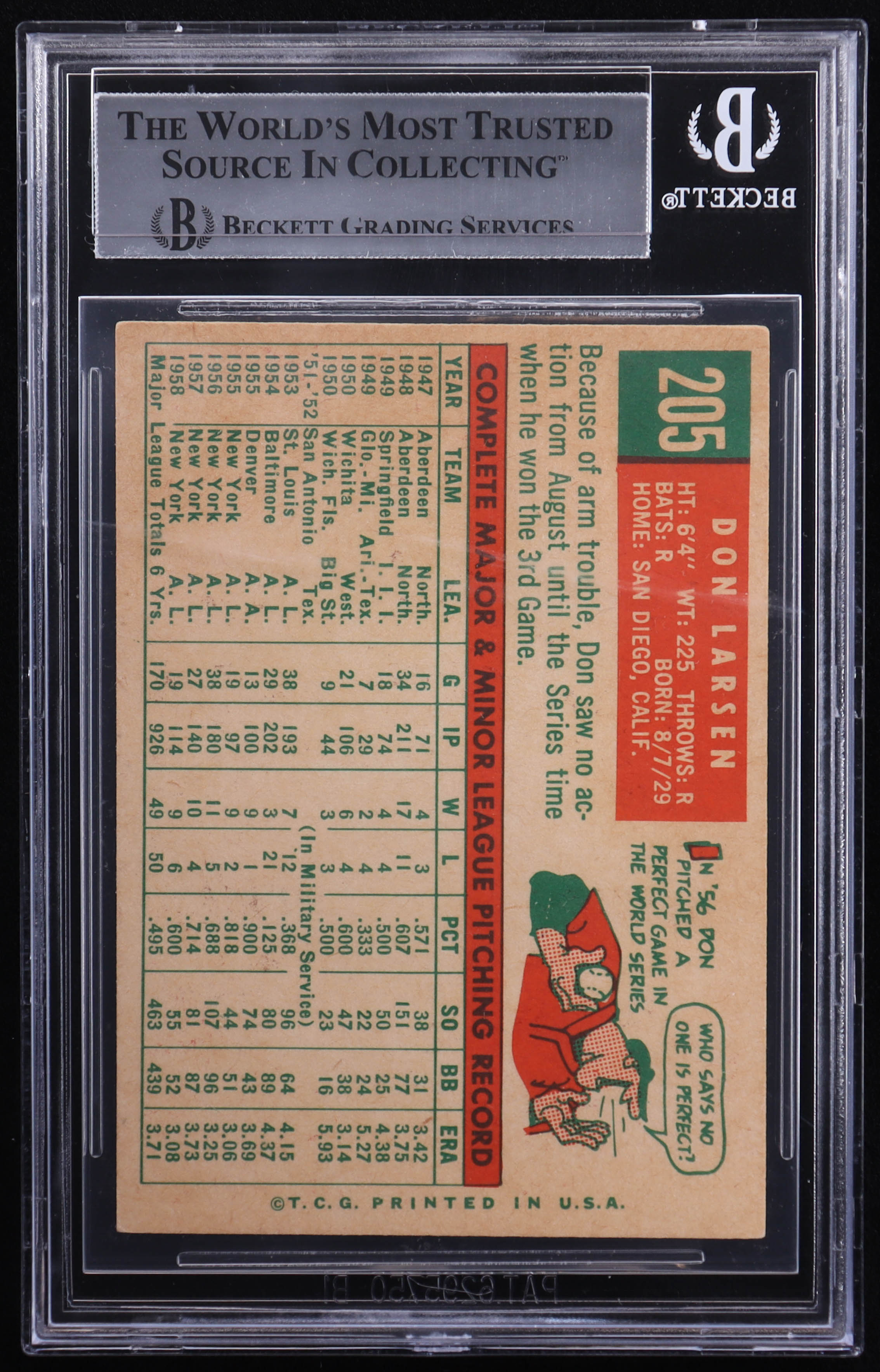 Don Larsen Signed 1959 Topps #205 (BGS) | Pristine Auction