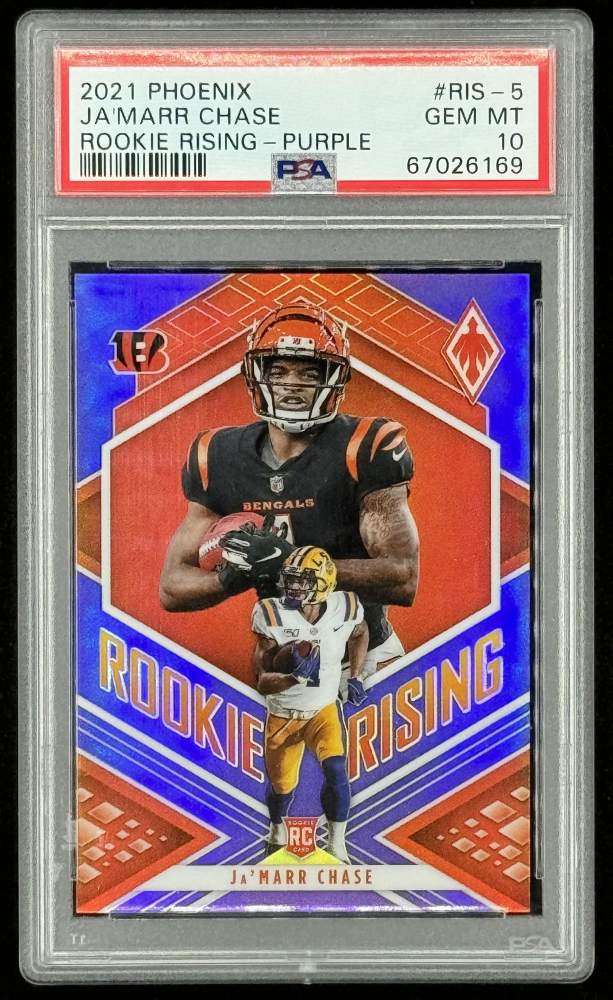 Ja'Marr Chase 2021 Panini Phoenix Rookie Rising Purple RC #5 #101/125 ...
