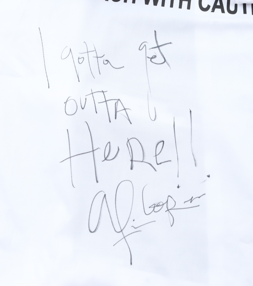 Alice Cooper Signed Straightjacket Inscribed "I Gotta Get Outta Here ...
