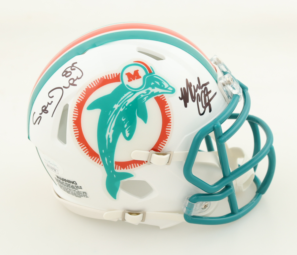 Mark Clayton & Mark "Super" Duper Signed Dolphins Speed Mini Helmet ...