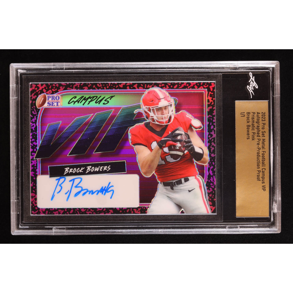 Brock Bowers 2023 Pro Set Metal Football Campus VIP Autographed Pre ...