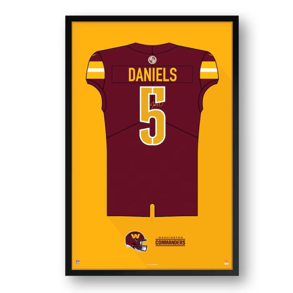 Jayden Daniels Commanders Custom Framed Jersey Art Print | Pristine Auction