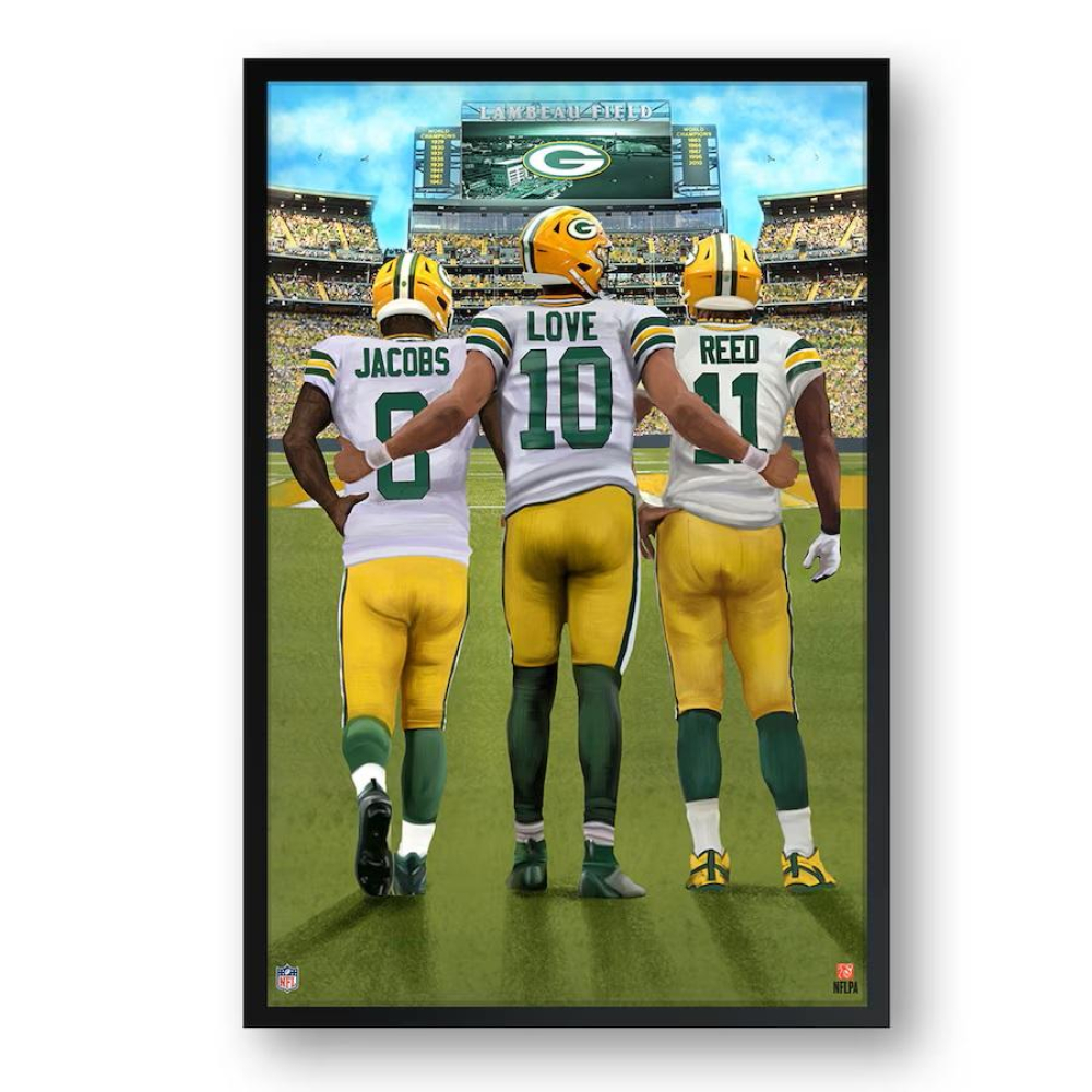 Jordan Love, Josh Jacobs & Jayden Reed Packers Custom Framed Print ...