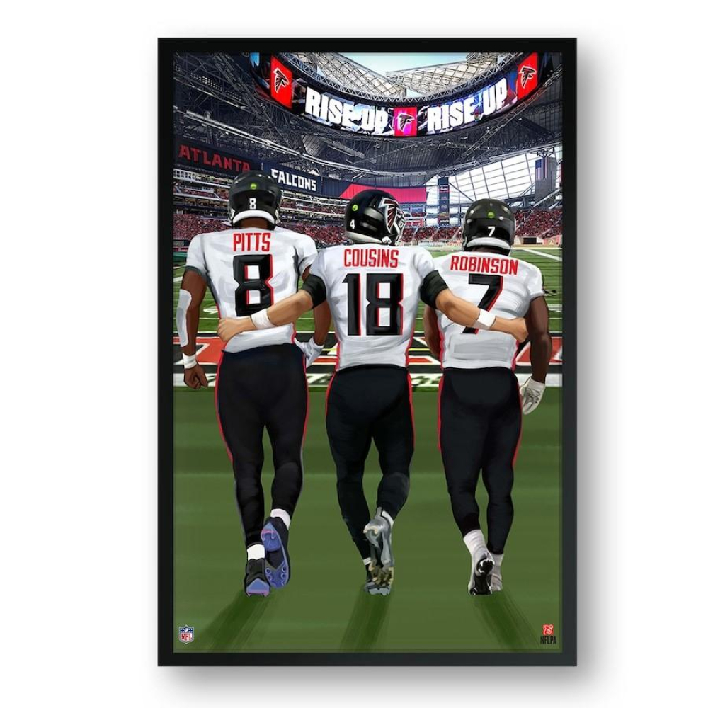 Kirk Cousins, Kyle Pitts & Bijan Robinson Falcons Custom Framed Print ...