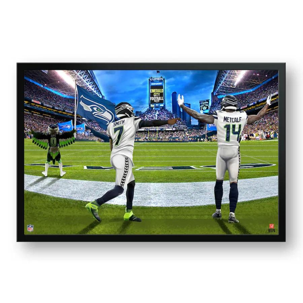 Geno Smith & D.K. Metcalf Seahawks Custom Framed Jersey Art Print ...