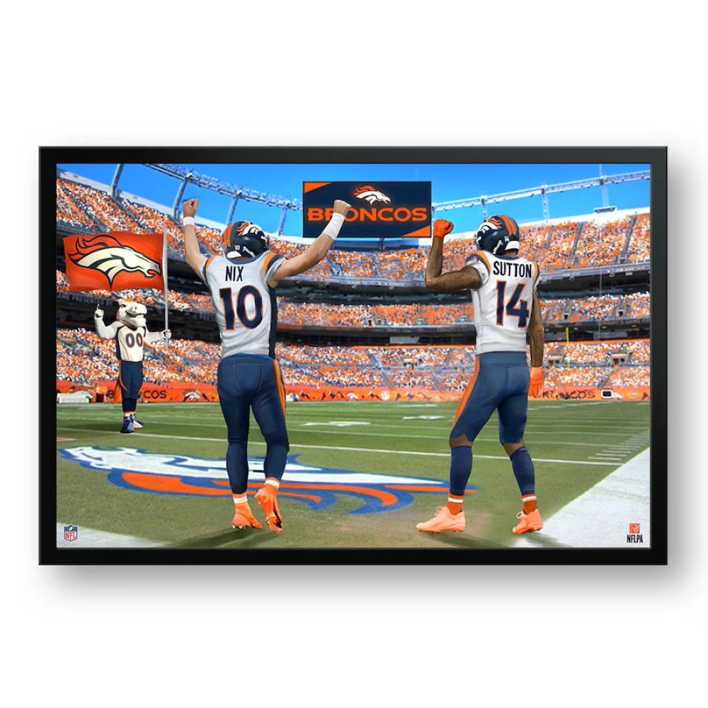 Bo Nix & Coutland Sutton Broncos Custom Framed Jersey Art Print ...