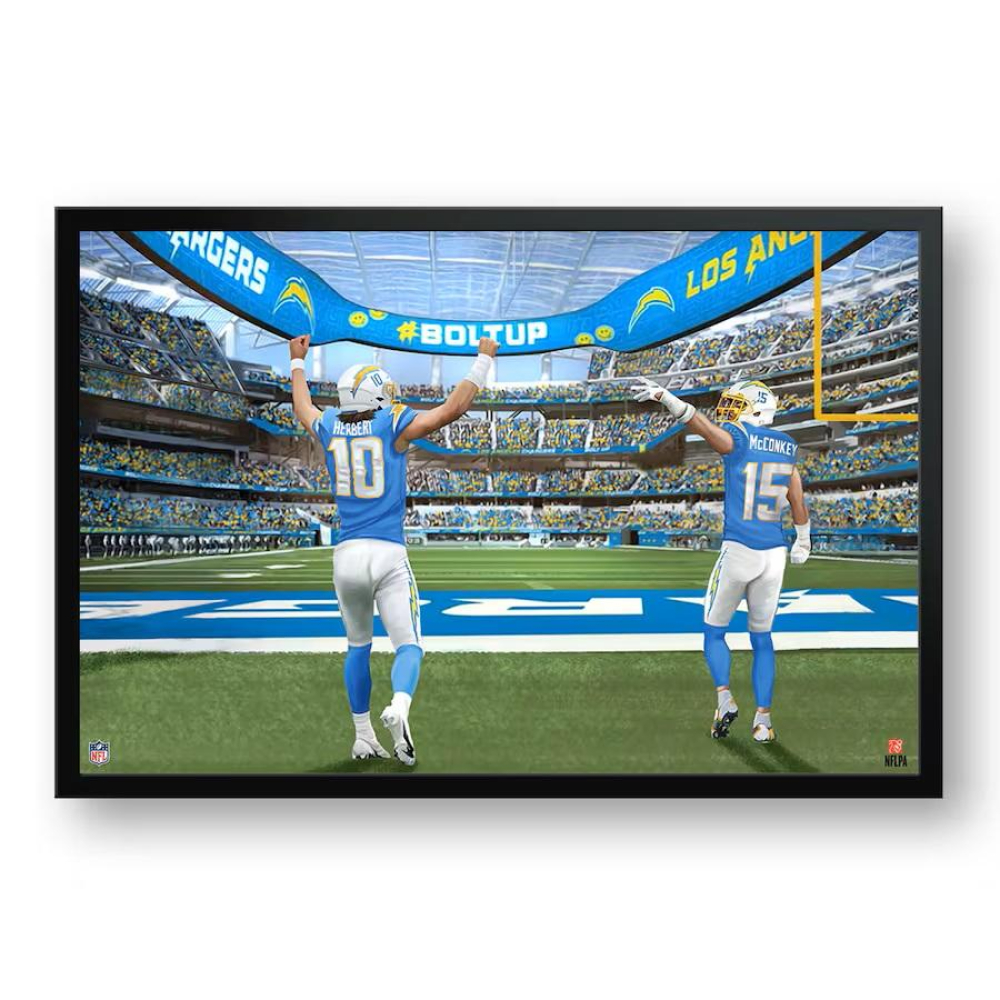 Justin Herbert & Ladd McConkey Chargers Custom Framed Jersey Art Print ...