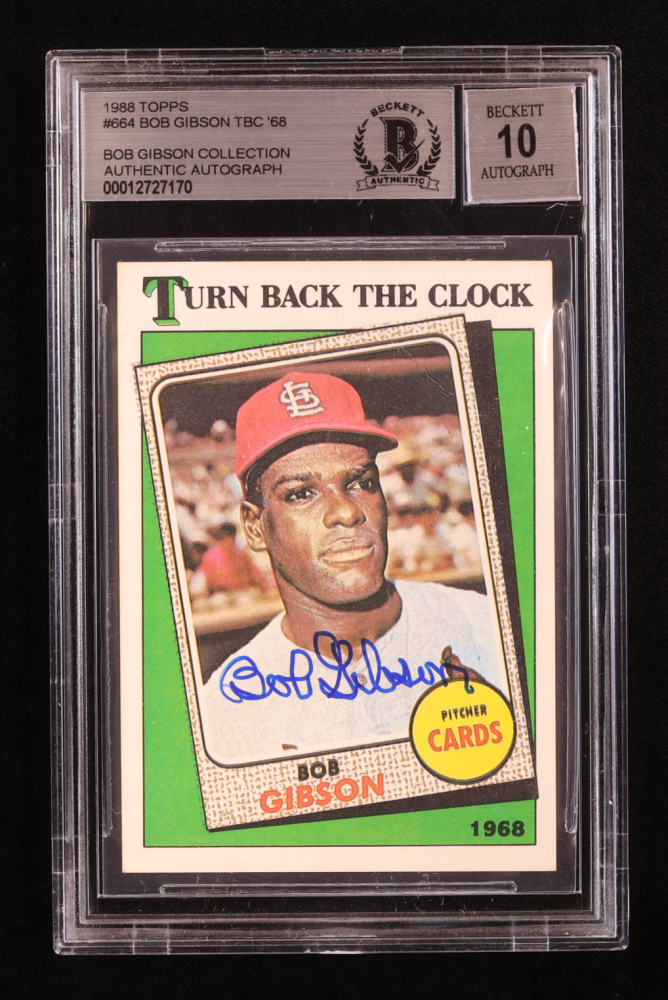 Bob Gibson Signed 1988 Topps #664 TBC'68 (BGS | Auto 10) | Pristine Auction