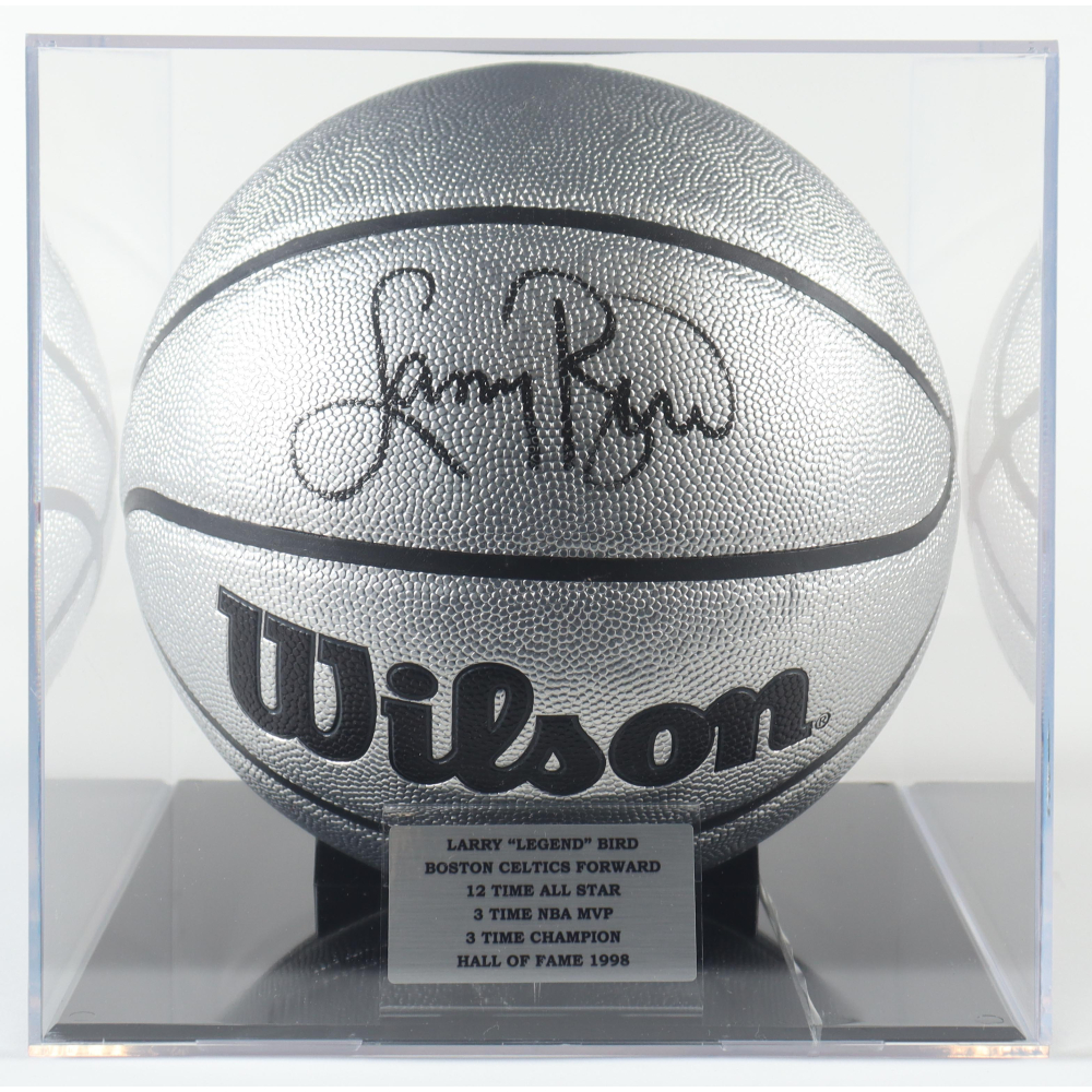 Larry Bird Signed NBA Basketball With Display Case & Name Plate ...