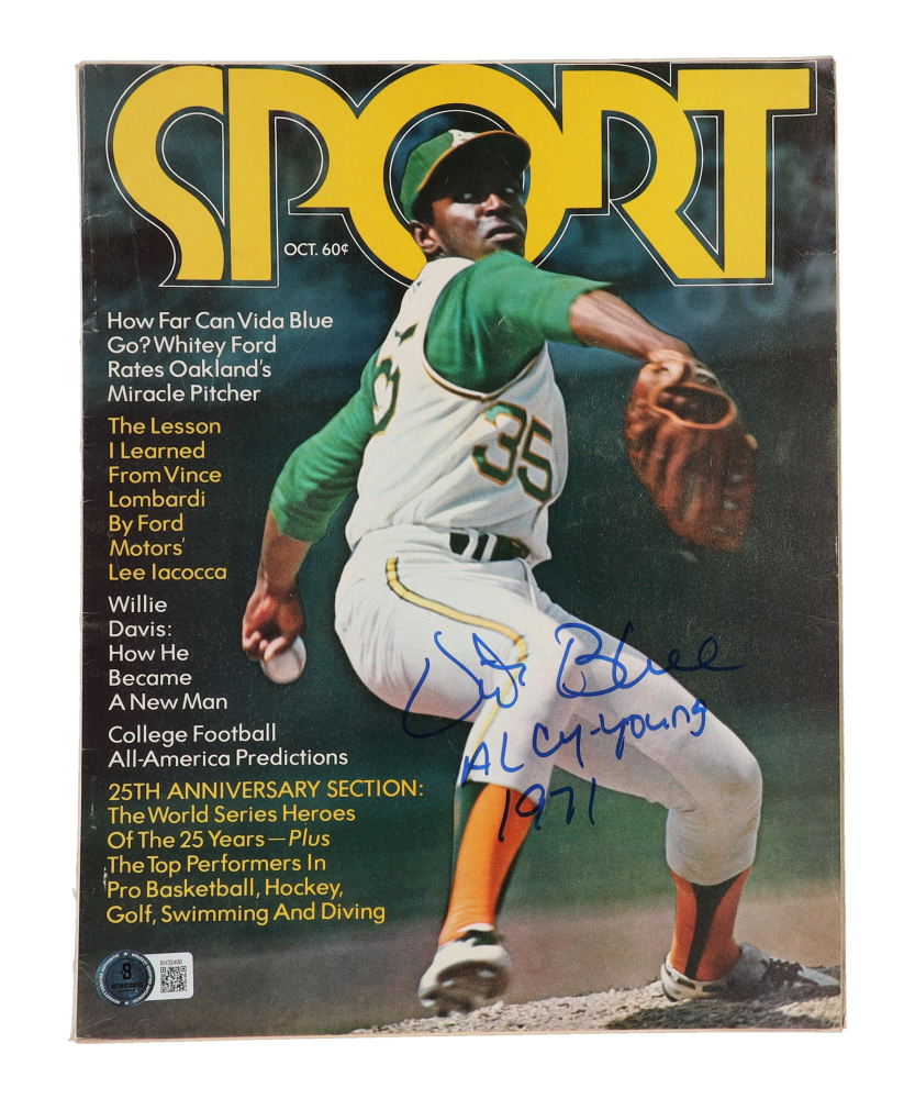 Vida Blue Signed 1971 Sport Magazine Inscribed "1971 AL Cy-Young" (Beckett) | Pristine Auction