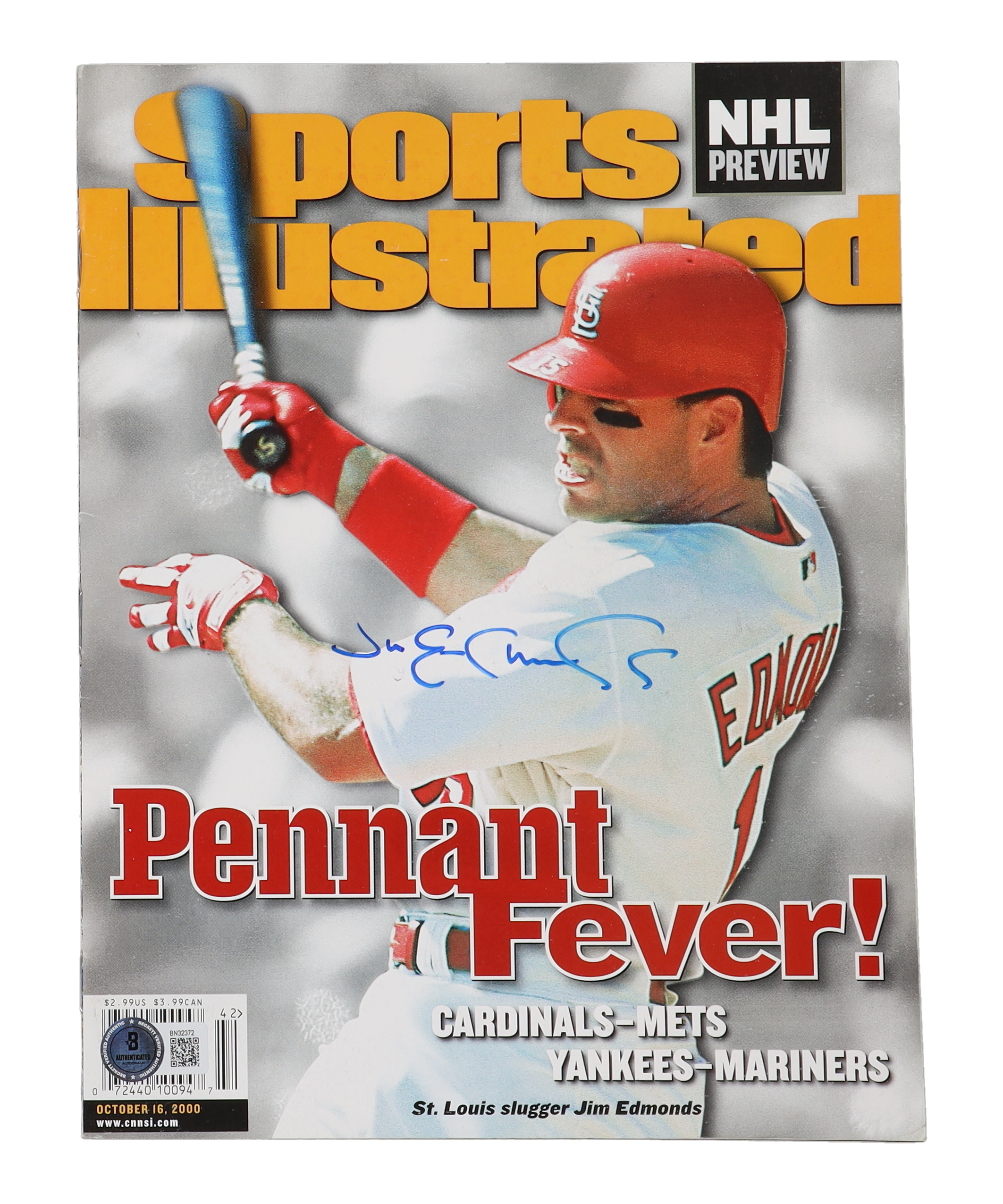 Jim Edmonds Signed 2000 Sports Illustrated Magazine (Beckett ...