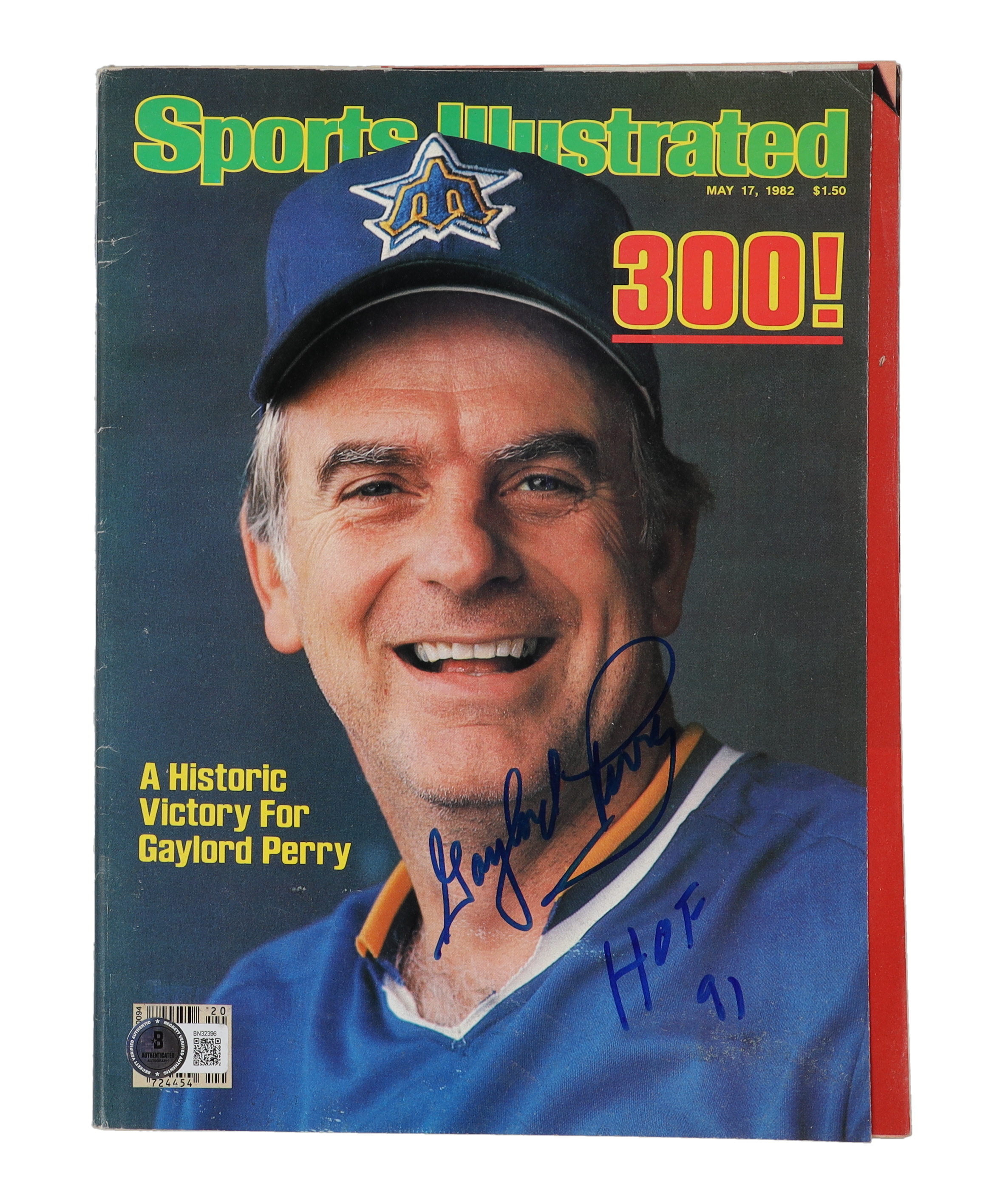 Gaylord Perry Signed 1982 Sports Illustrated Magazine Inscribed "HOF 91 ...