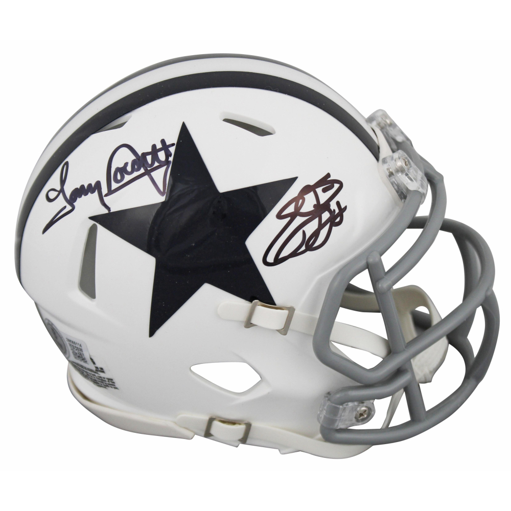Emmitt Smith & Tony Dorsett Signed Cowboys Throwback Speed Mini Helmet ...